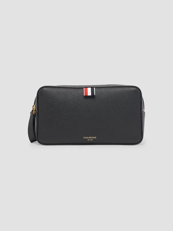 Thom Browne Pebble Grain Leather Cosmetic Bag - Black