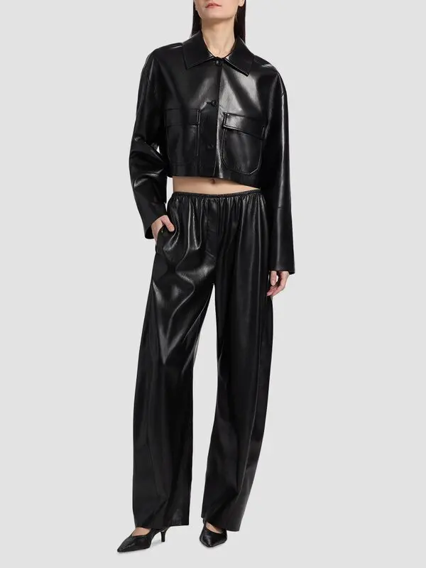 Nanushka Reflections Zoela Faux-leather Barrel-leg Pants