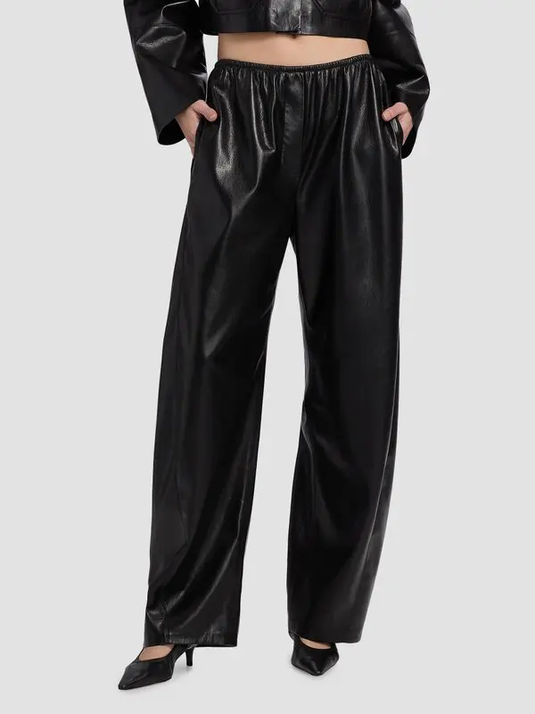 Nanushka Reflections Zoela Faux-leather Barrel-leg Pants