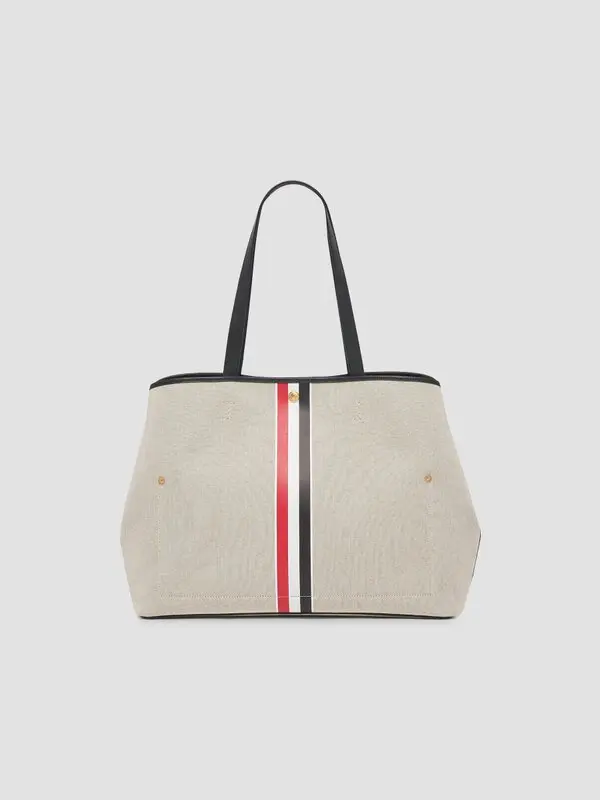 Thom Browne Striped Canvas Horizontal Tote Bag