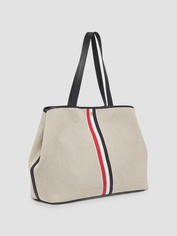 Thom Browne Striped Canvas Horizontal Tote Bag