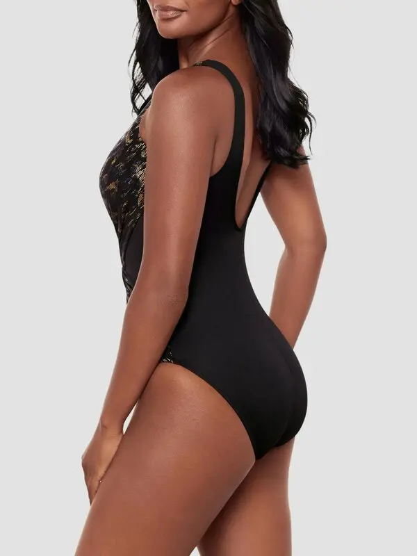 Miraclesuit Sparkle Plenty Ibiza Surplice One-piece Swimsuit - Black Multi