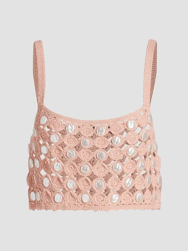 TOCCIN Andrea Faux-pearl-embellished Cotton Tank