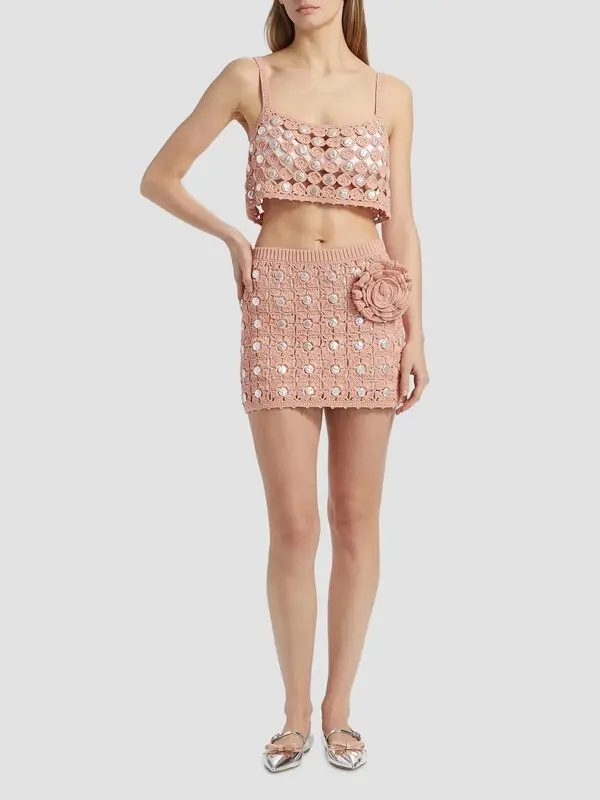 TOCCIN Andrea Faux-pearl-embellished Cotton Tank