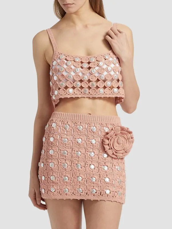 TOCCIN Andrea Faux-pearl-embellished Cotton Tank