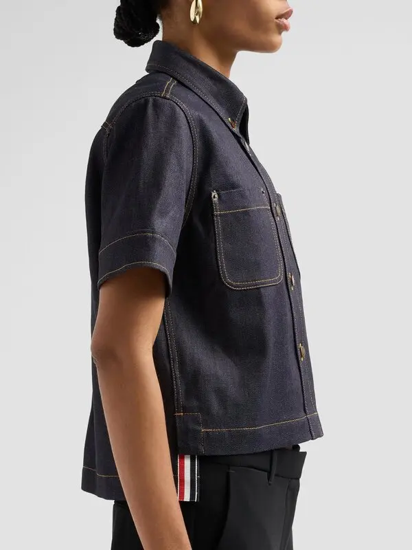 Thom Browne Denim Button-down Short-sleeve Shirt