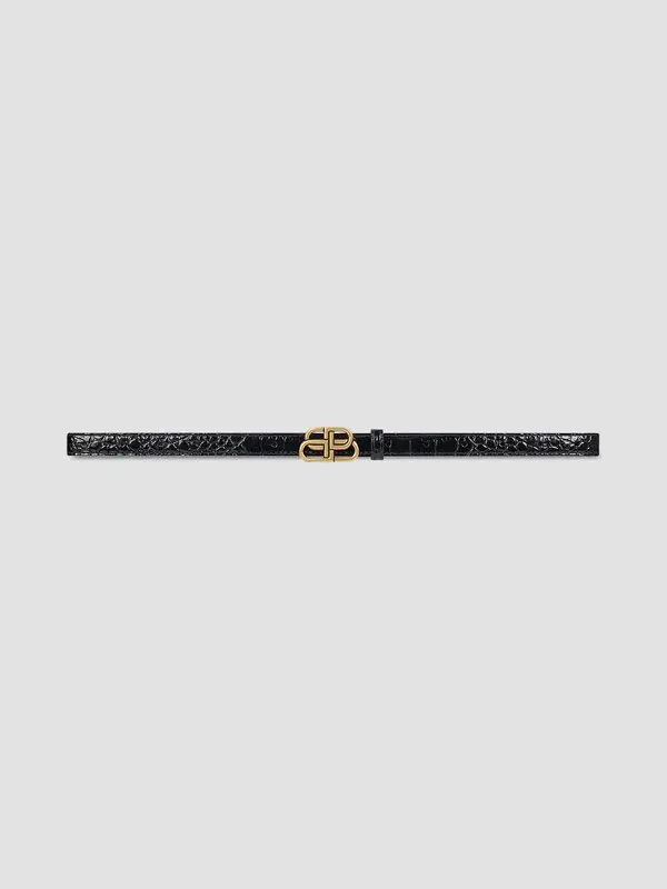 Balenciaga Bb Super Thin Belt - Black