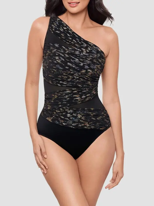 Miraclesuit Sparkle Plenty Jena One-shoulder One-piece Swimsuit - Black Multi