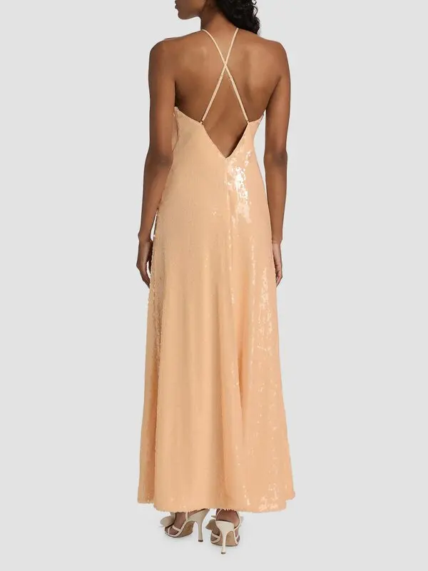 TOCCIN Monica Sequined Halter Gown
