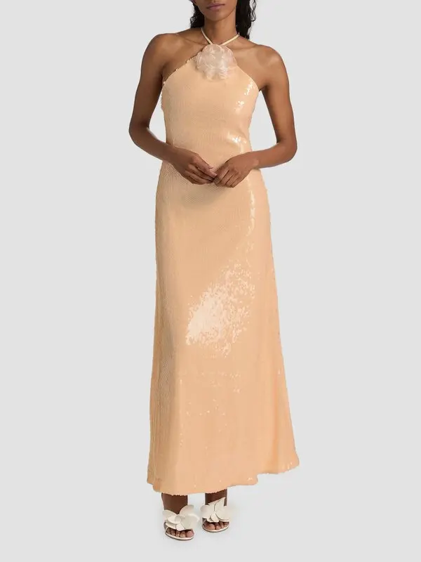 TOCCIN Monica Sequined Halter Gown