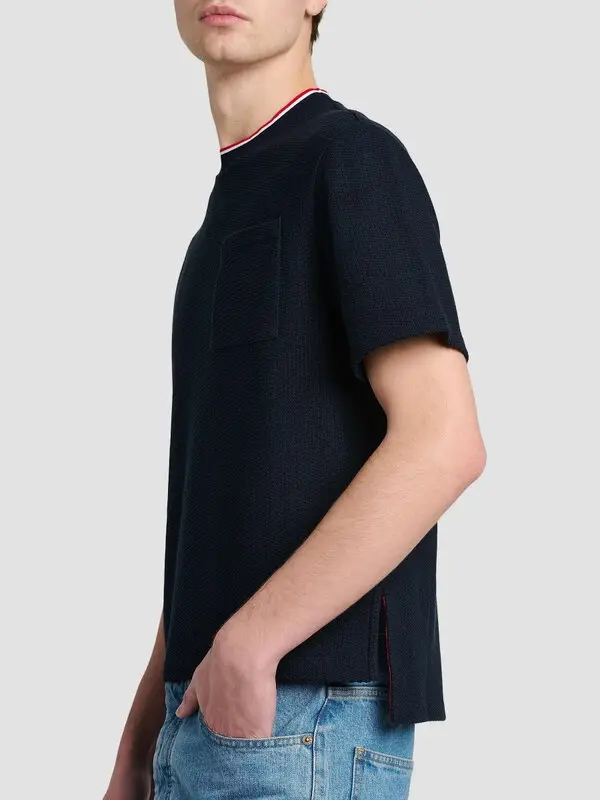 Thom Browne Rwb Tipped Crewneck Cotton-linen T-shirt