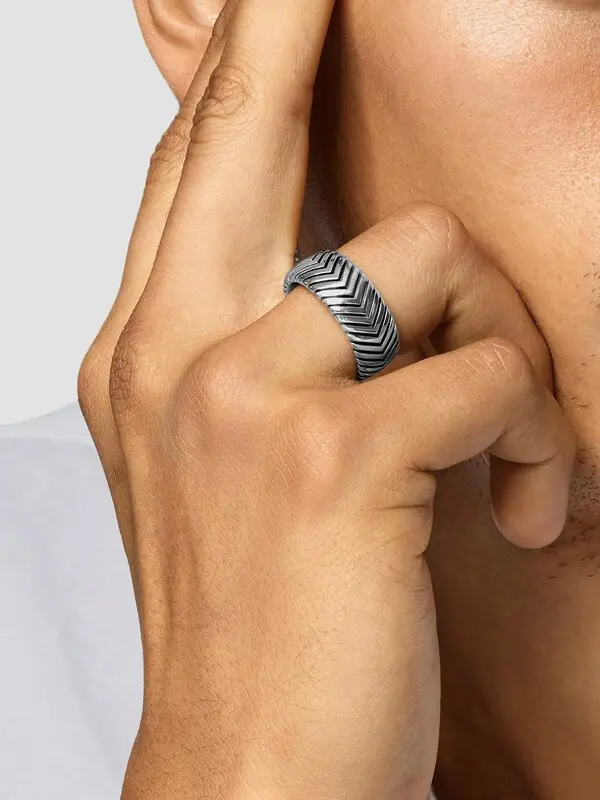 David Yurman Chevron Band Ring In Sterling 10mm