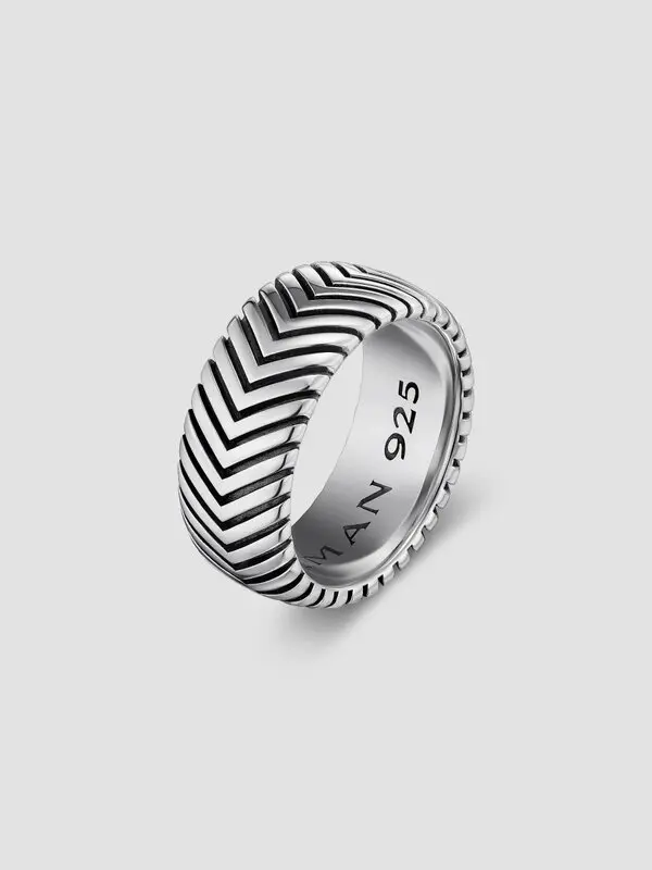 David Yurman Chevron Band Ring In Sterling 10mm