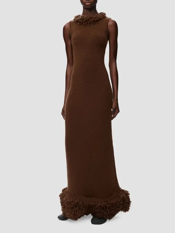 Loewe Fringe Knit Crewneck Maxi Dress
