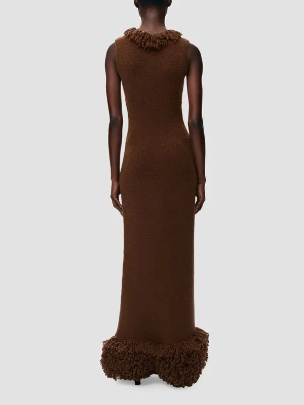 Loewe Fringe Knit Crewneck Maxi Dress