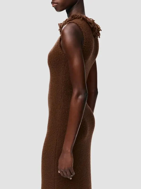 Loewe Fringe Knit Crewneck Maxi Dress