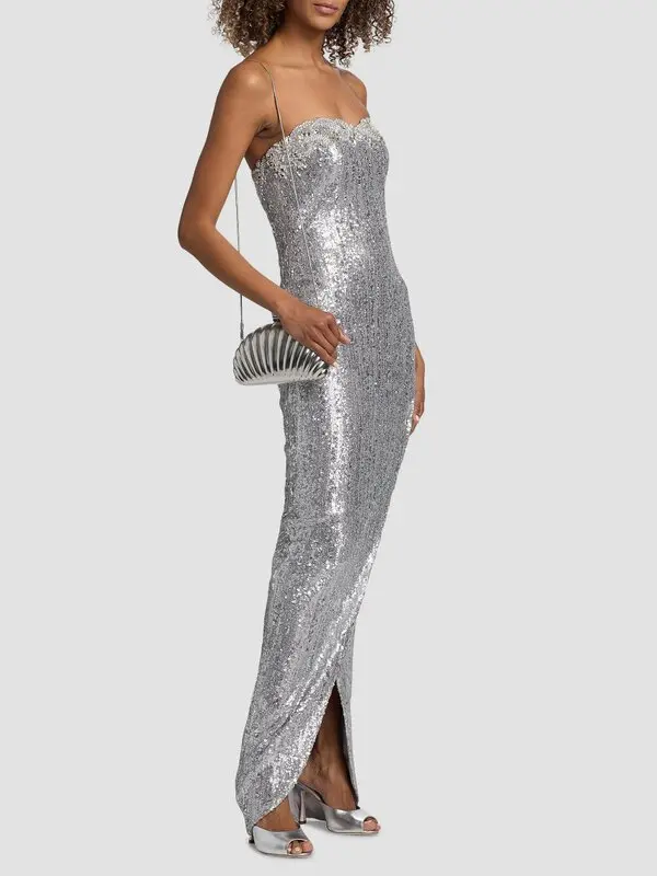 Pamella Roland Embellished Strapless Column Gown