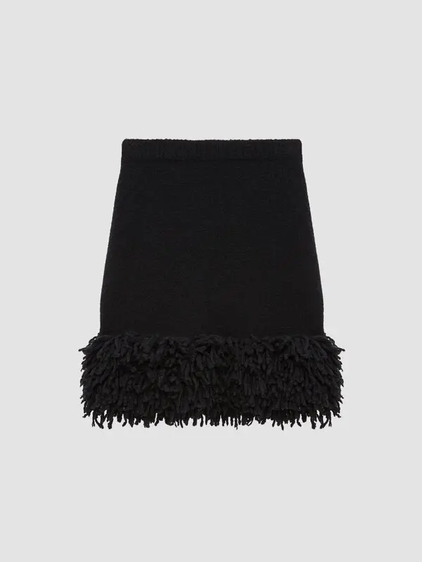 Loewe Rib-knit Wool-blend Mini Skirt - Black