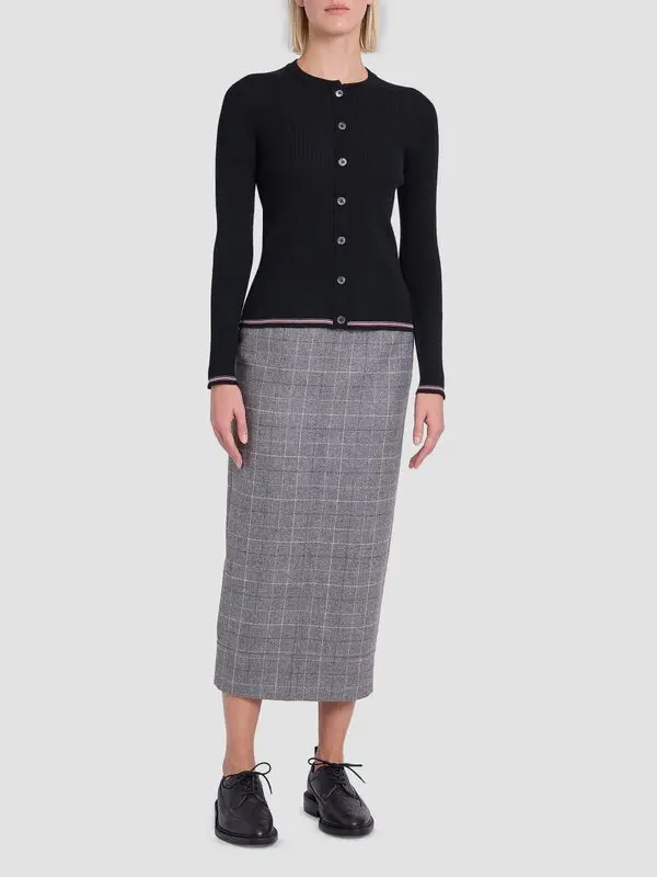 Thom Browne Rwb Rib-stitch Wool Cardigan