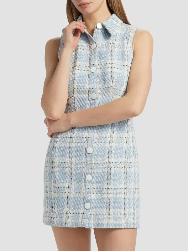 TOCCIN Sophia Plaid Tweed Button-front Minidress