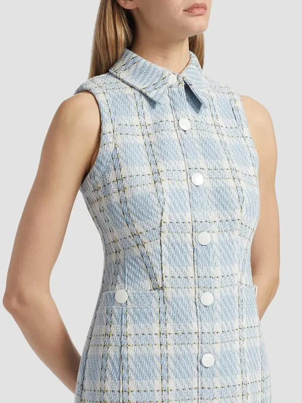 TOCCIN Sophia Plaid Tweed Button-front Minidress