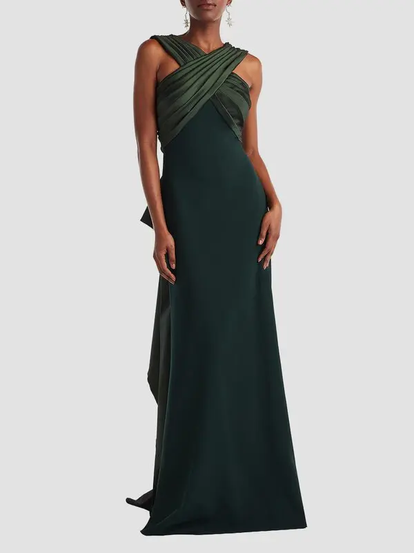 Tadashi Shoji Caro Cascading Halter Gown