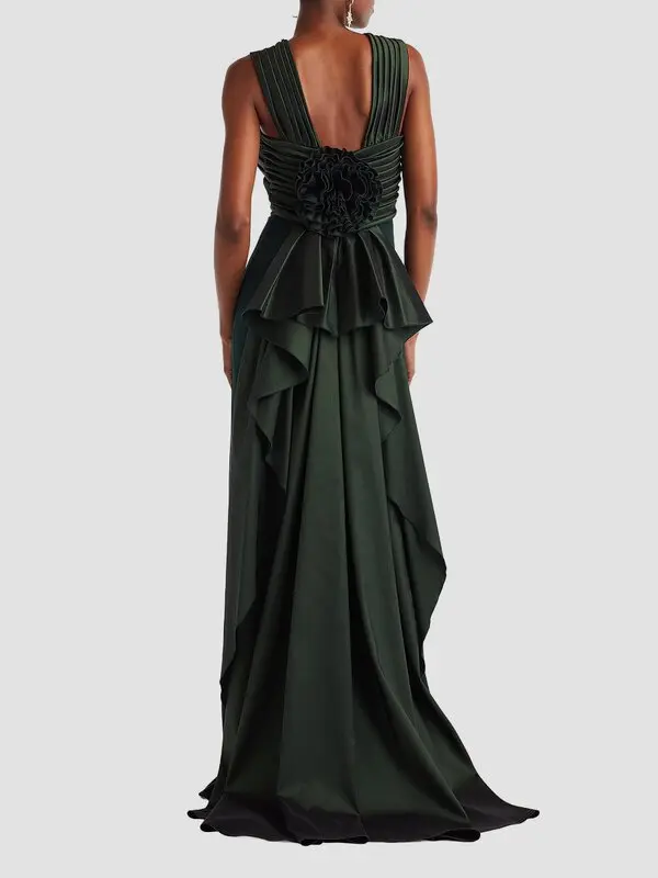 Tadashi Shoji Caro Cascading Halter Gown
