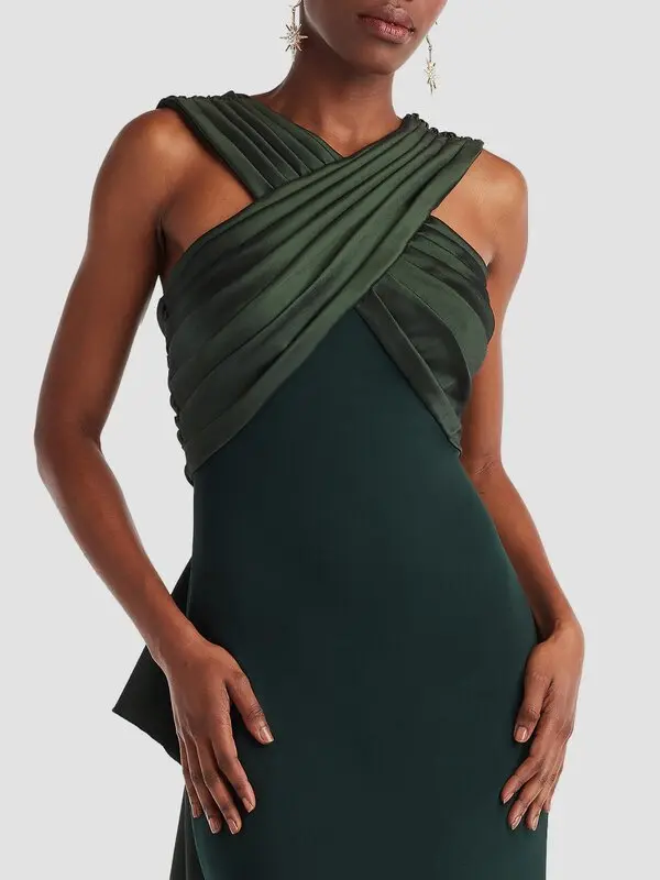 Tadashi Shoji Caro Cascading Halter Gown