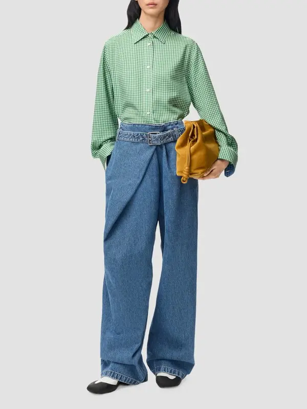 Loewe Draped Washed-cotton Belted Jeans