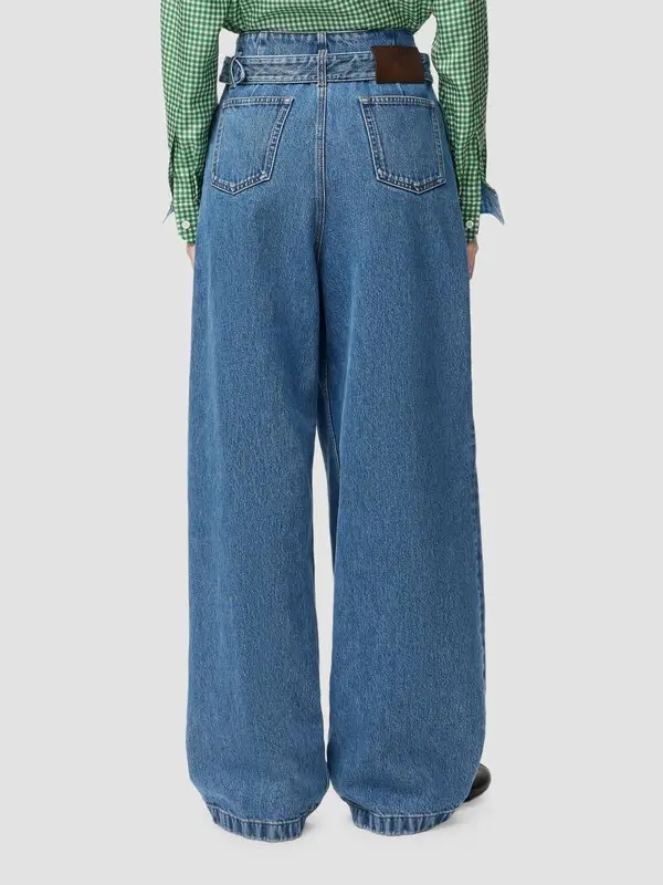 Loewe Draped Washed-cotton Belted Jeans