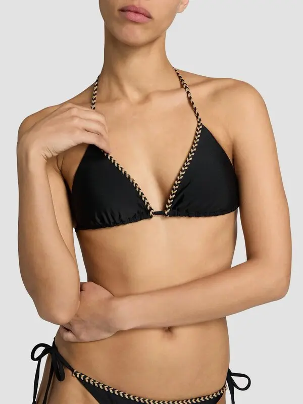 Ramy Brook Nikoleta Braided Triangle Bikini Top - Black
