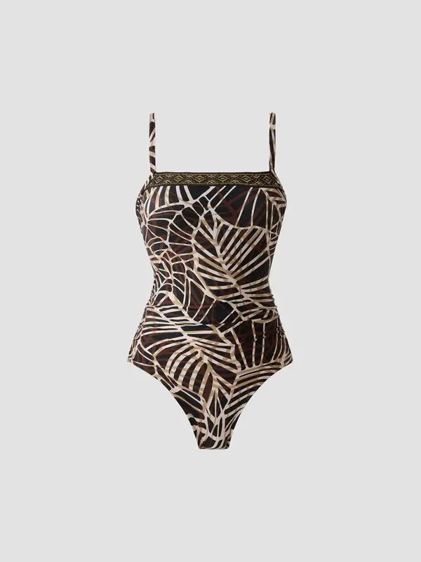 Miraclesuit Lets Be Fronds Kara Floral Swimsuit - Black Multi