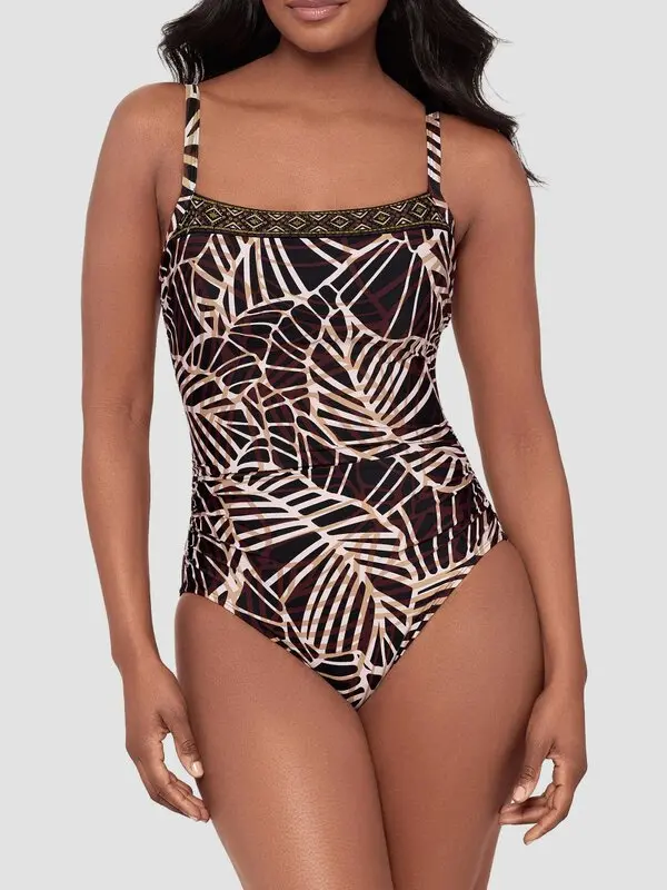 Miraclesuit Lets Be Fronds Kara Floral Swimsuit - Black Multi