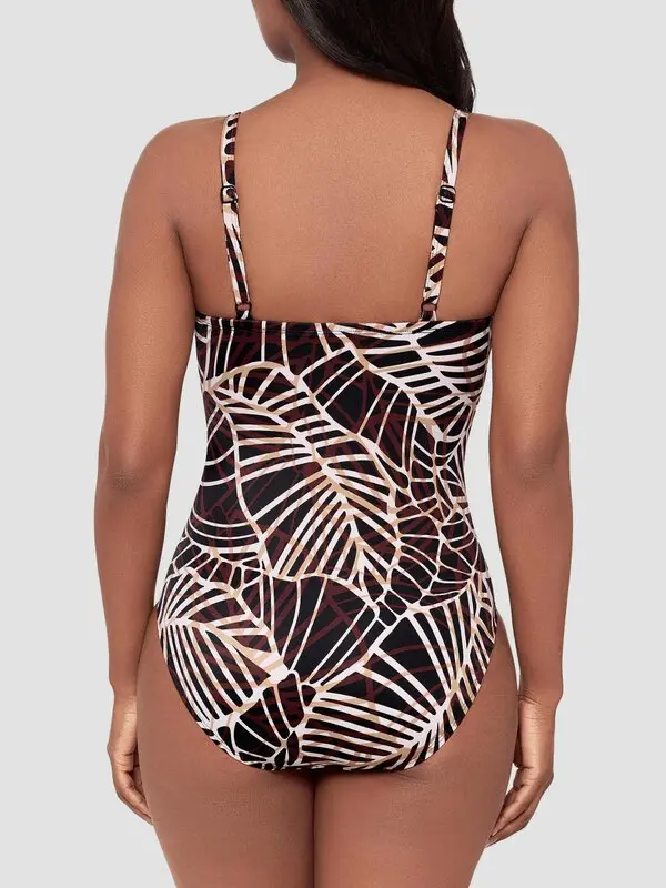Miraclesuit Lets Be Fronds Kara Floral Swimsuit - Black Multi