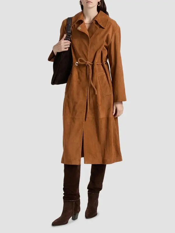 Ba&sh Matte Suede Trench Coat