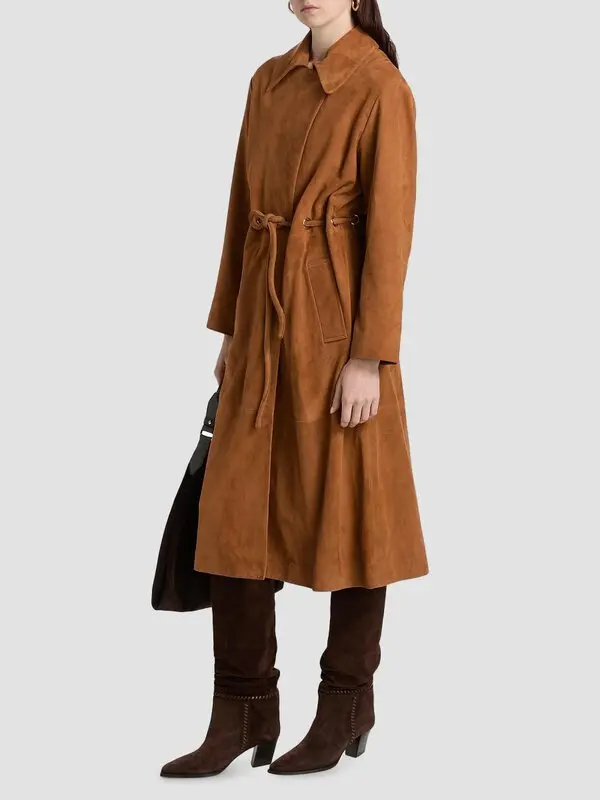 Ba&sh Matte Suede Trench Coat