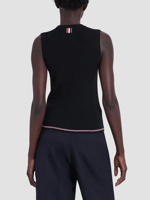 Thom Browne Rwb Stripe Wool Rib-stitch Shell Top