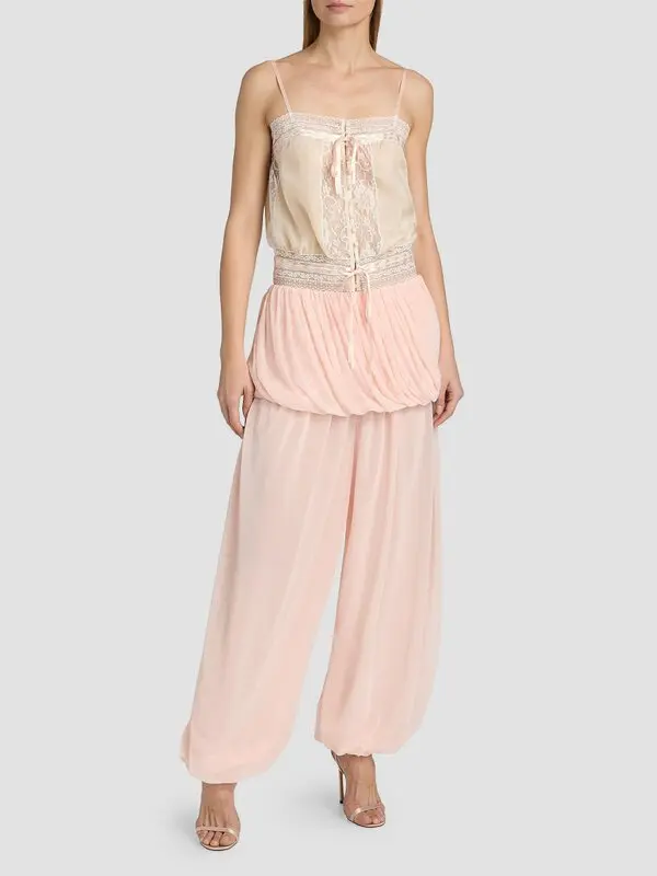 Ronny Kobo Laila Silk Lace-trim Top