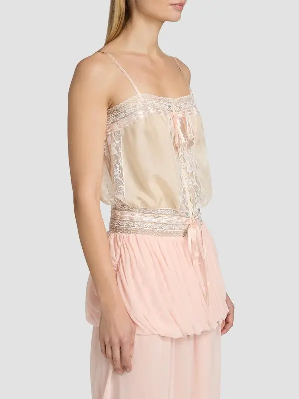 Ronny Kobo Laila Silk Lace-trim Top