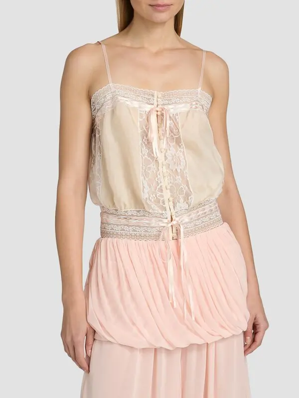 Ronny Kobo Laila Silk Lace-trim Top