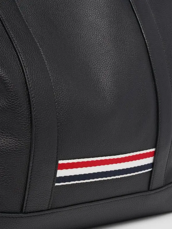 Thom Browne Striped-detail Pebbled Leather Tote Bag