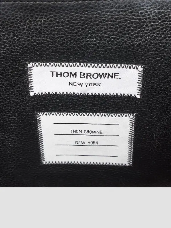 Thom Browne Striped-detail Pebbled Leather Tote Bag