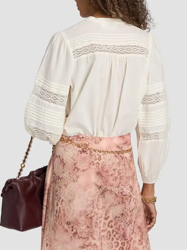 Ba&sh Nami Lace Insert Cotton Blouse