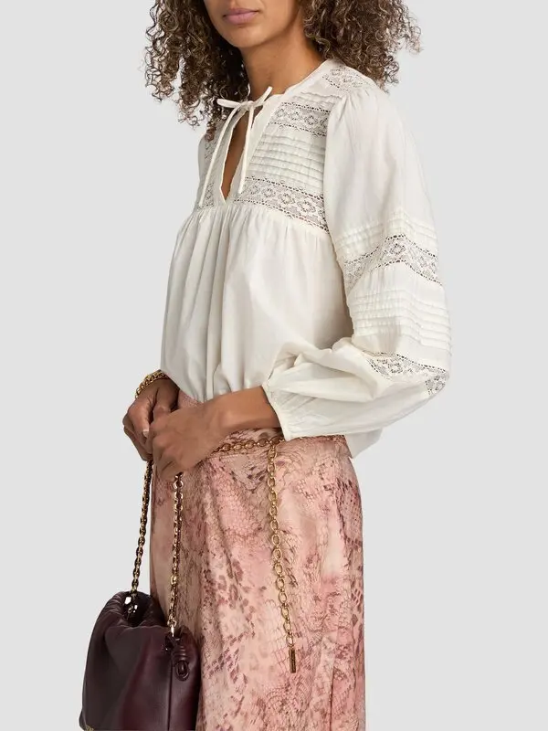 Ba&sh Nami Lace Insert Cotton Blouse