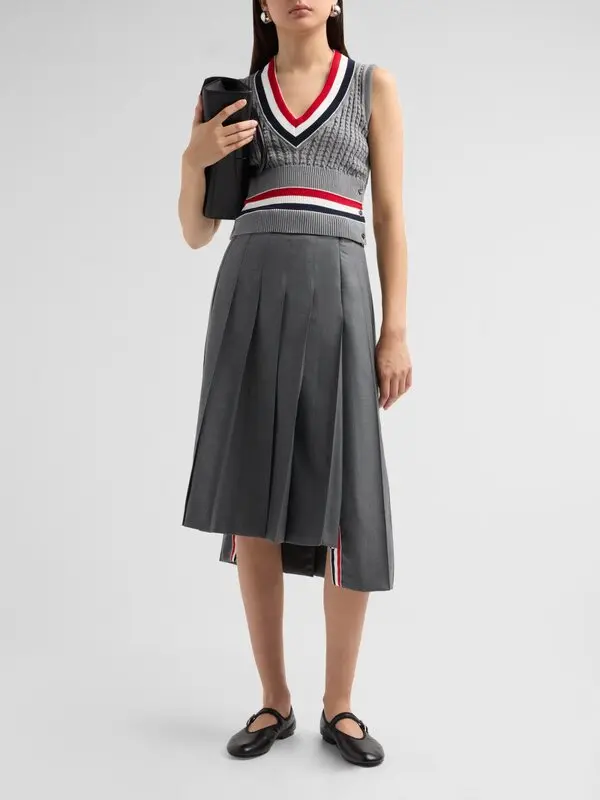 Thom Browne Cricket Rwb Stripe Cable Shrunken Vest
