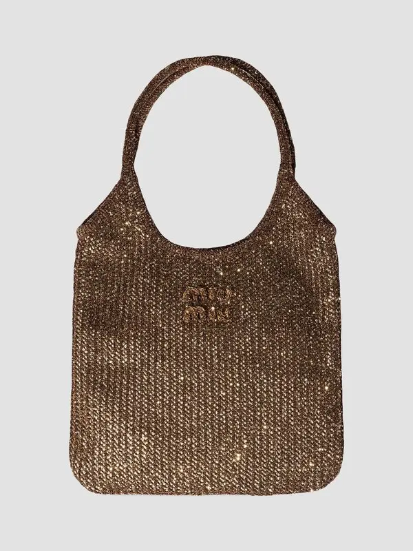 Miu Miu Ivy Sequin Mesh Shoulder Bag - Brown