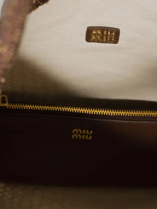 Miu Miu Ivy Sequin Mesh Shoulder Bag - Brown