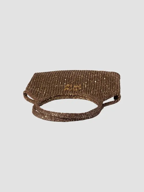 Miu Miu Ivy Sequin Mesh Shoulder Bag - Brown