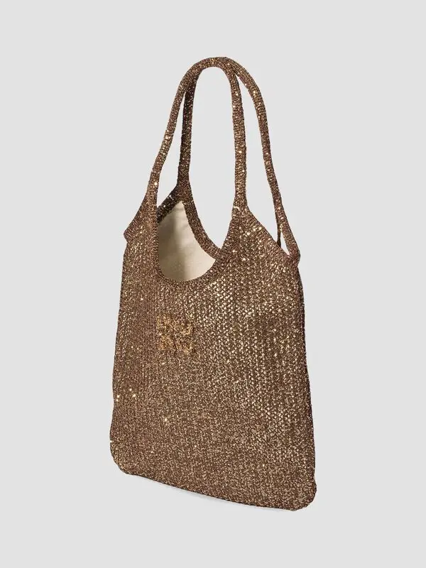 Miu Miu Ivy Sequin Mesh Shoulder Bag - Brown