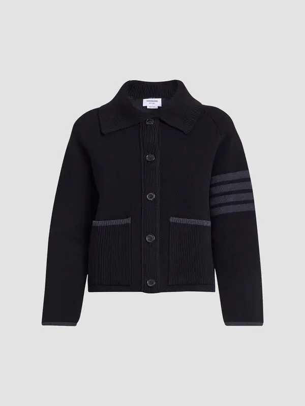 Thom Browne 4-bar Stripe Cotton Pique Hybrid Polo Jacket - Black